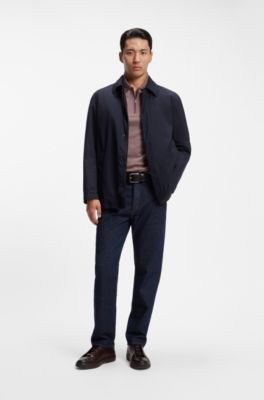 BOSS zipper-neck polo shirt in a cotton-silk blend